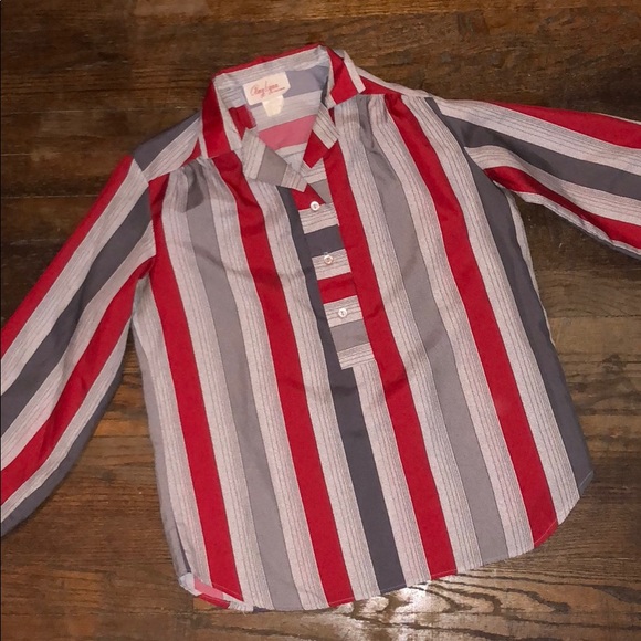 Vintage | Tops | Vintage Red And Gray Top 6s 70s Stripes Button Up ...